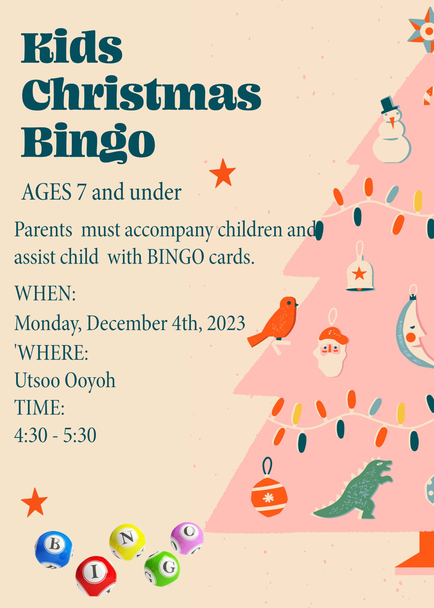 Kids Christmas Bingo Ages 7 and Under - Tl'azt'en Nation